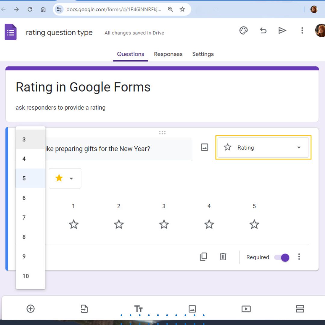 Ask responders for a rating in Google Forms